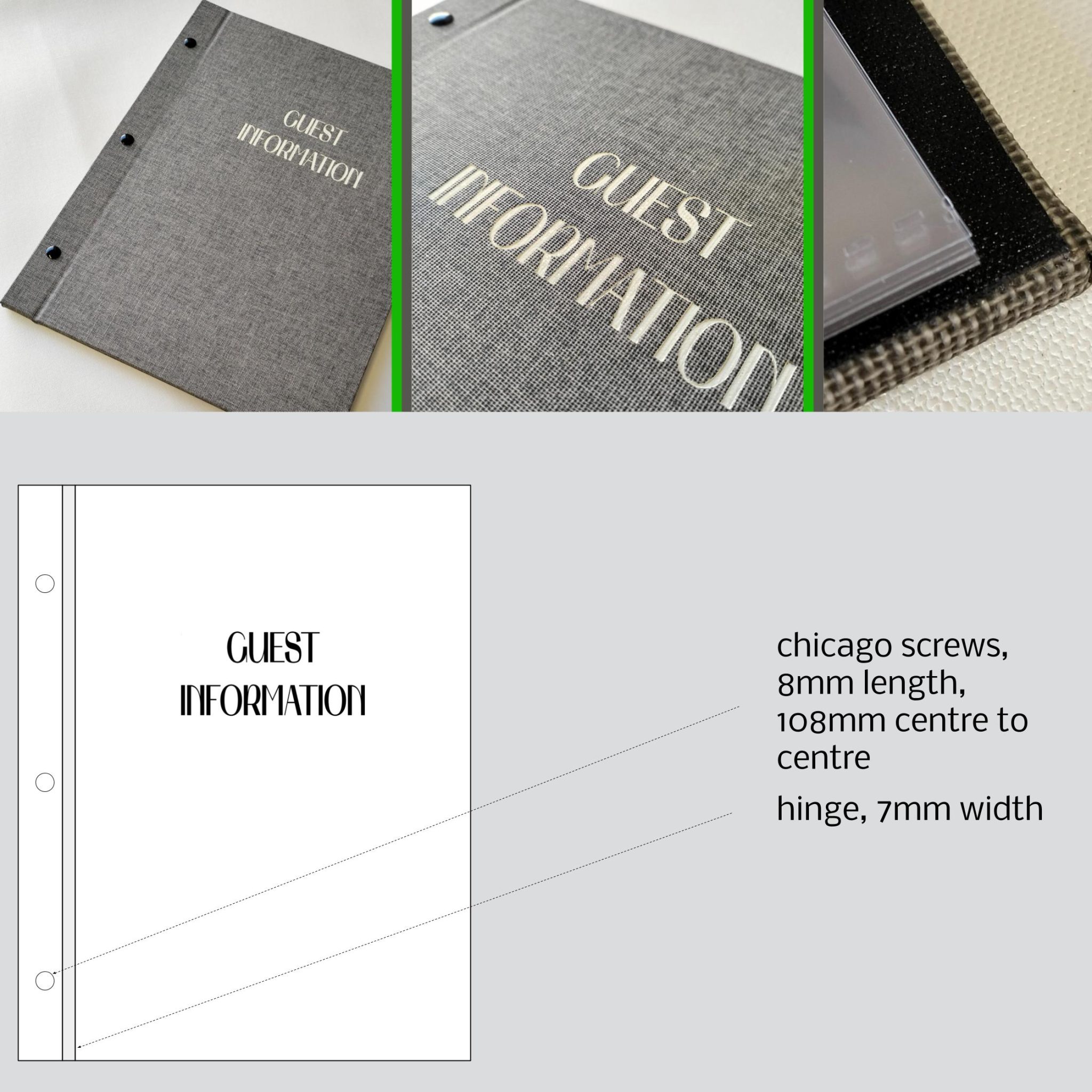 Guest Information Binder, Generic Title, Linen, BBAQ - Bespoke Binders