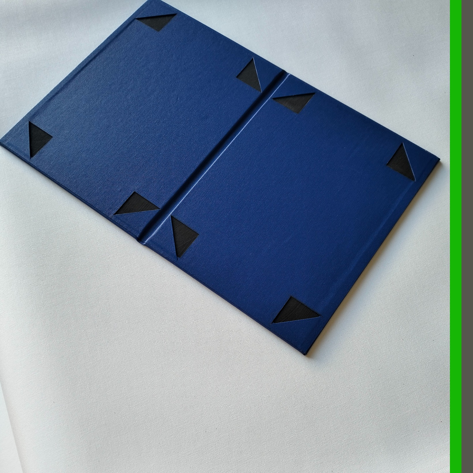 Corner Frame Binding, A5x2, Blue Buckram, BBAA - Bespoke Binders