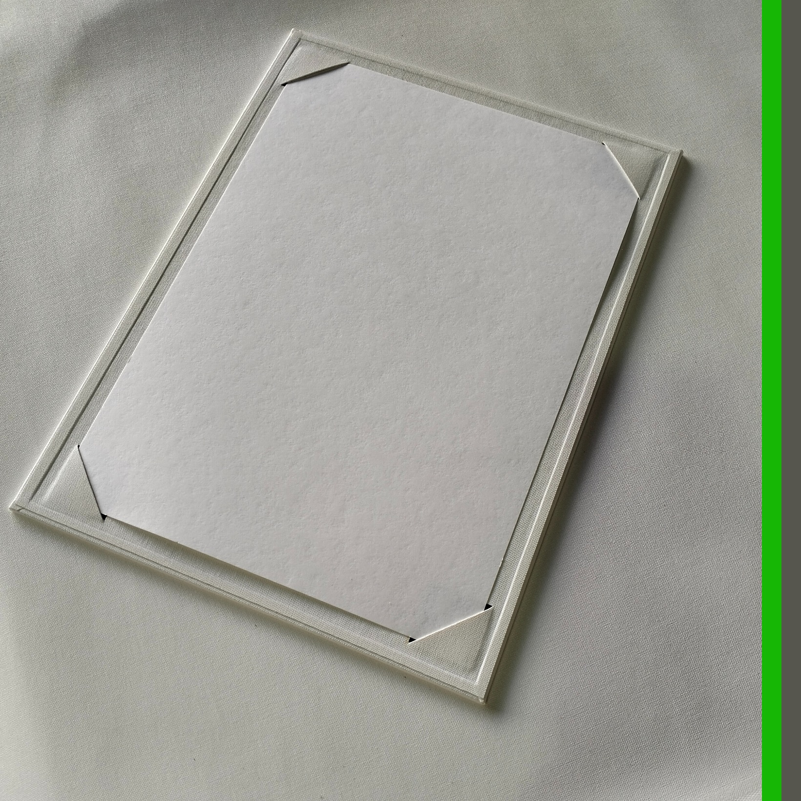 Corner Frame Binding, A4x1, White Buckram, BBAS - Bespoke Binders